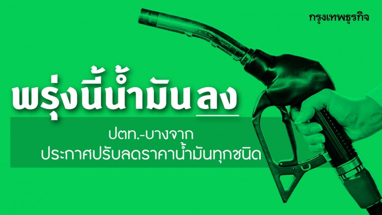 พรุ่งนี้! 'ราคาน้ำมัน' ลด 60 สต. เว้น E20-E85 ลง 30 สต.