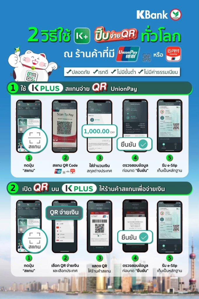 สุดล้ำ! K PLUS สแกนจ่าย QR Code UnionPay ในต่างประเทศได้กว่า 40 ประเทศ