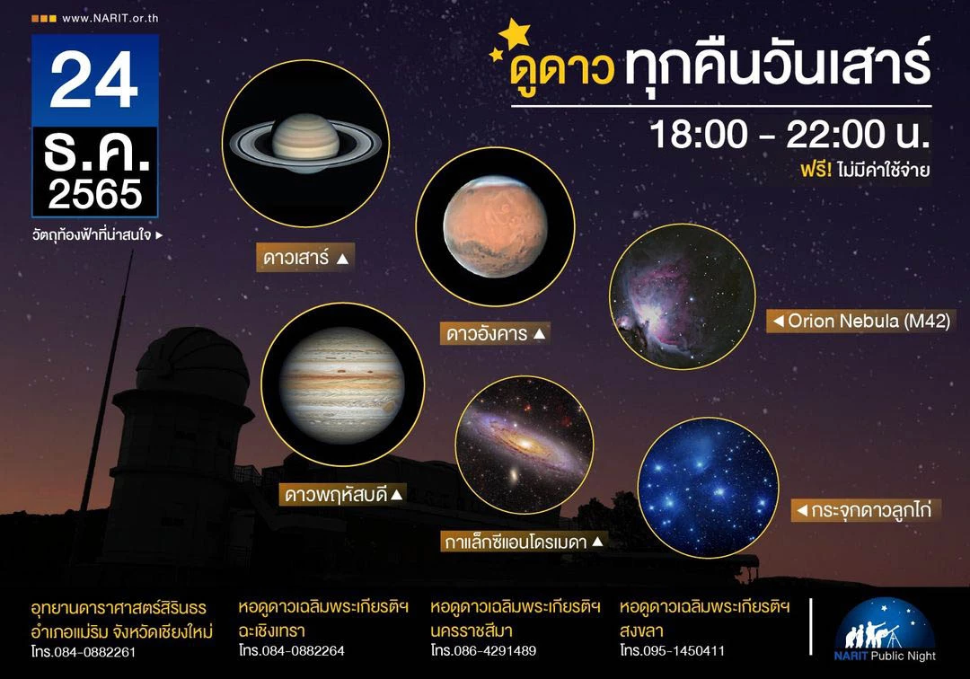 ชวน ‘ดูดาว’ ข้ามปี ‘พาเหรดดาวเคราะห์ 7 ดวง’ ต้อนรับปีใหม่ กับ NARIT
