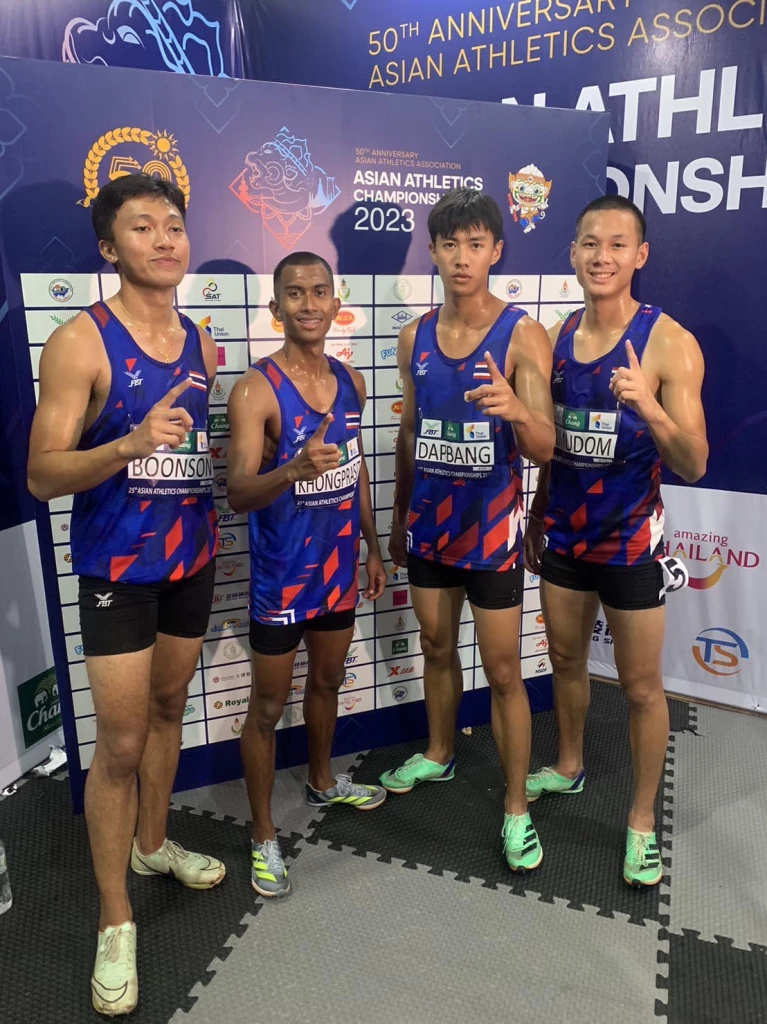 วิ่งผลัด 4x100 ม.ชาย ทุบสถิติคว้าเหรียญทองแรก ศึกกรีฑาชิงแชมป์เอเชีย 2023
