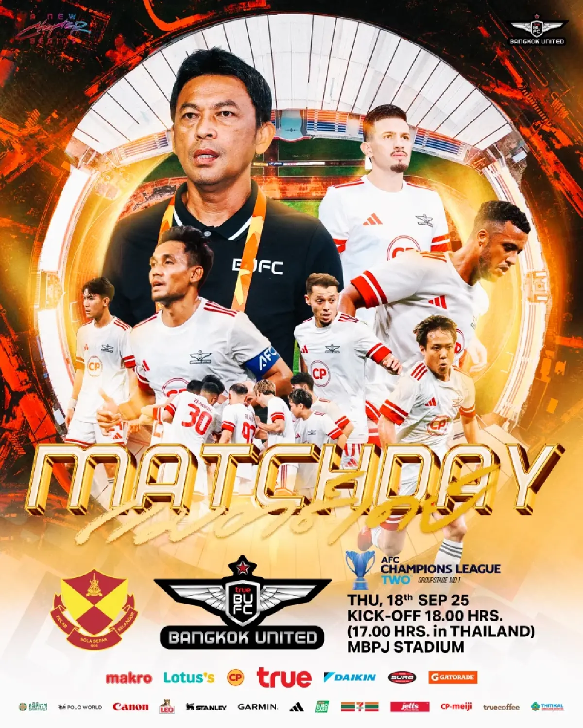 ถ่ายทอดสด 'เซลังงอร์ พบ แบงค็อก ยูไนเต็ด' ดูบอลสด คู่แรก ACL Two