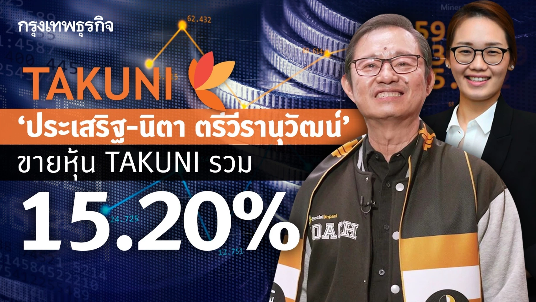 “ประเสริฐ - นิตา ตรีวีรานุวัฒน์” ขายหุ้น TAKUNI รวม 15.20%
