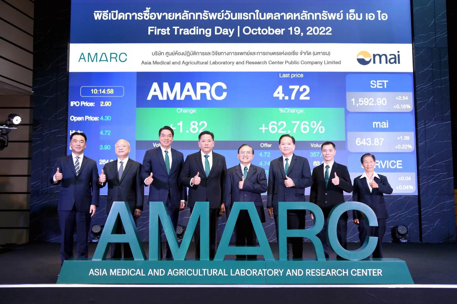 AMARC เปิดเทรดวันแรก 4.30 บาท เพิ่มขึ้น 1.40 บาท เหนือราคาจอง 48.28%