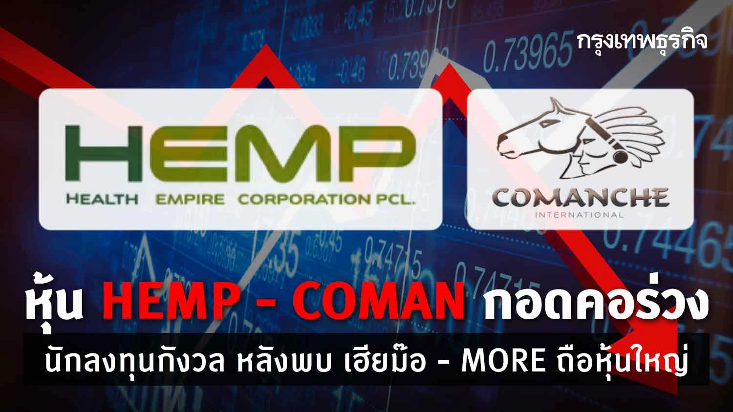 หุ้น HEMP - COMAN กอดคอร่วง นักลงทุนกังวล หลังพบ เฮียม๊อ - MORE ถือหุ้นใหญ่