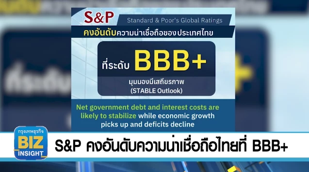 S&P คงอันดับความน่าเชื่อถือไทยที่ BBB+