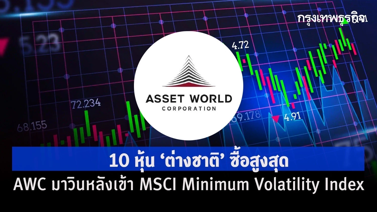 เปิดโผ 10 หุ้น "ต่างชาติ" ซื้อสูงสุด AWC มาวินหลังเข้าดัชนี MSCI Minimum Volatility Index