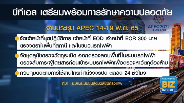 ‘บีทีเอส’ เตรียมพร้อมแผนรักษาความปลอดภัย APEC
