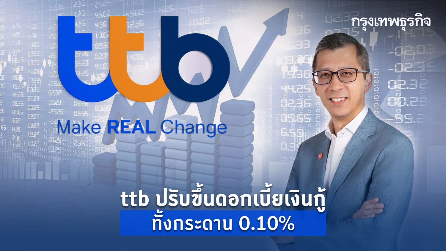 ttb ปรับขึ้นดอกเบี้ยเงินกู้ ทั้งกระดาน 0.10%