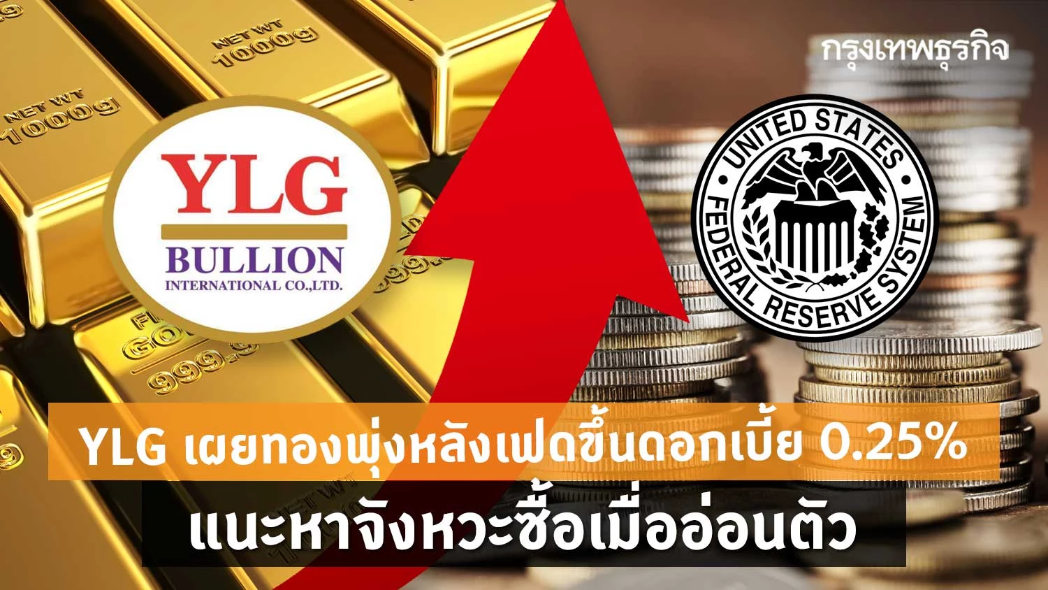 YLG เผยทองพุ่งหลังเฟดขึ้นดอกเบี้ย 0.25%แนะหาจังหวะซื้อเมื่ออ่อนตัว