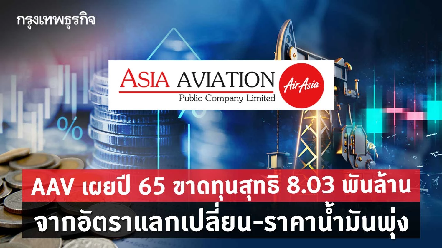 AAV เผยปี 65 ขาดทุนสุทธิ 8.03 พันล้าน จากอัตราแลกเปลี่ยน-ราคาน้ำมันพุ่ง