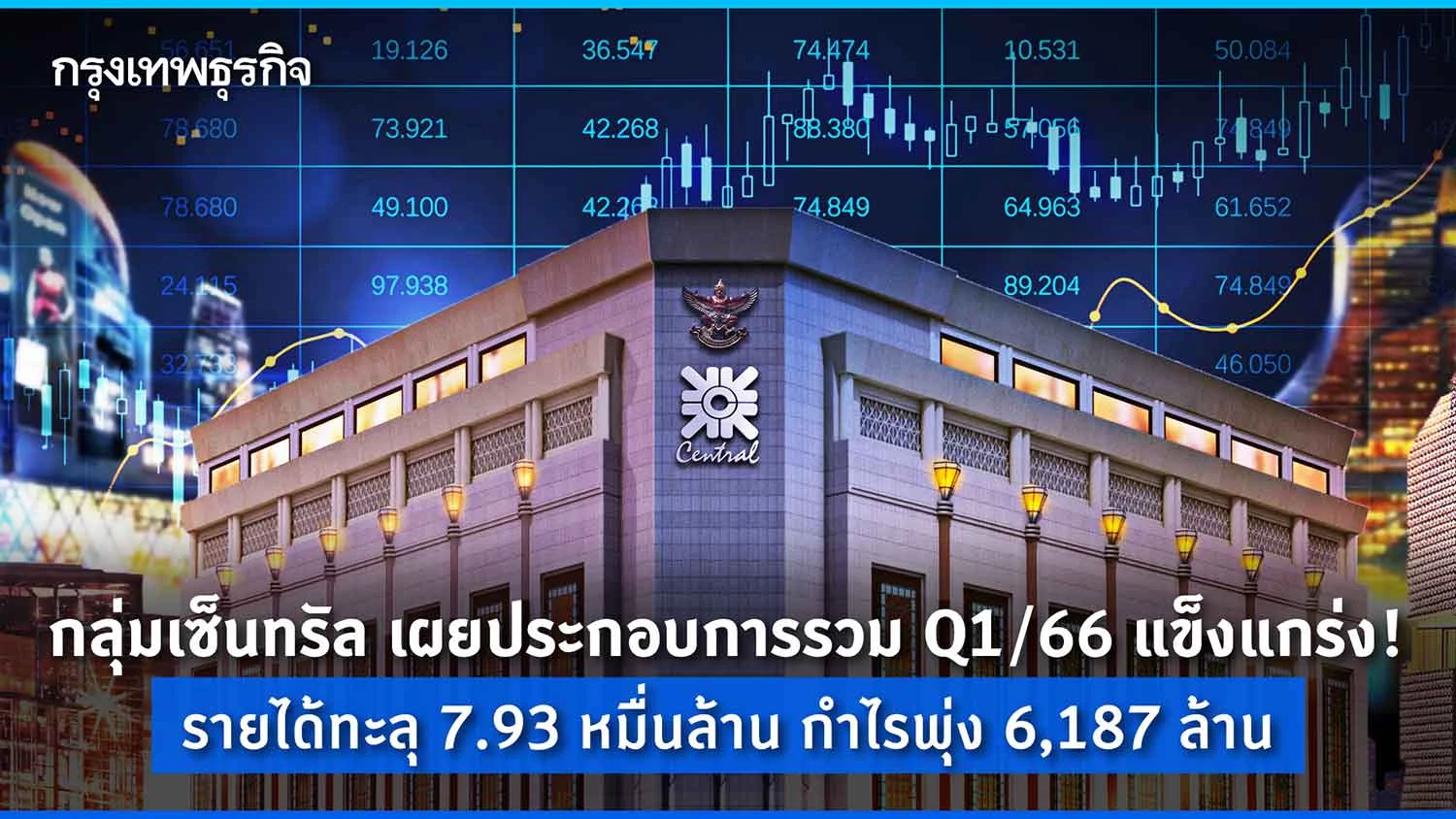 กลุ่มเซ็นทรัล เผยประกอบการ Q1/66 รายได้ทะลุ 7.93 หมื่นล้าน กำไรพุ่ง 6,187 ล้าน