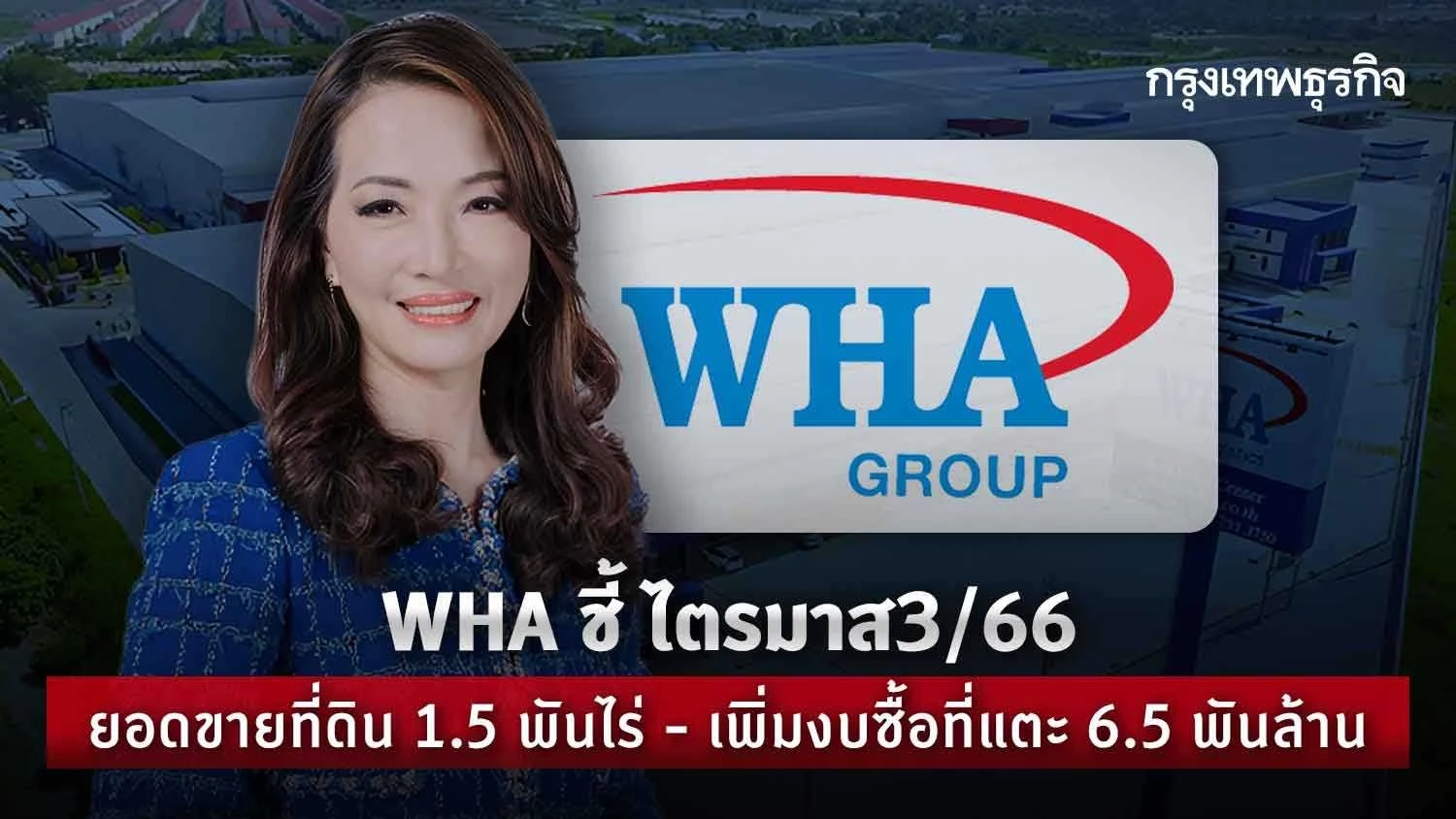 WHA ชี้ ไตรมาส 3/66 ยอดขายที่ดิน 1.5 พันไร่ - เพิ่มงบซื้อที่แตะ 6.5 พันล้าน