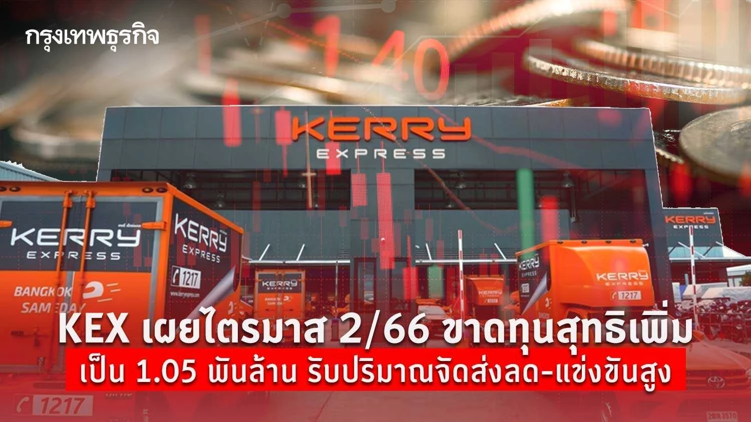 KEX เผยไตรมาส 2/66 ขาดทุนเพิ่มเป็น 1.05 พันล้าน รับปริมาณจัดส่งลด-แข่งขันสูง