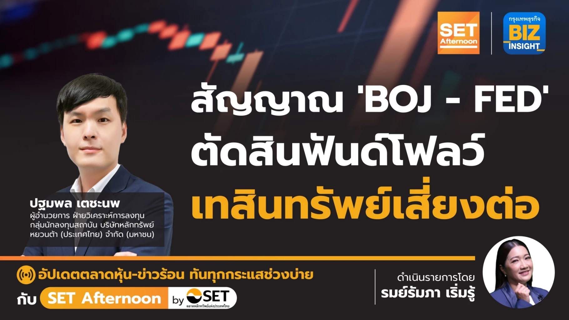 สัญญาณ ’BOJ - FED‘ ตัดสินฟันด์โฟลว์ เทสินทรัพย์เสี่ยงต่อ l SET Afternoon l 30 - 10