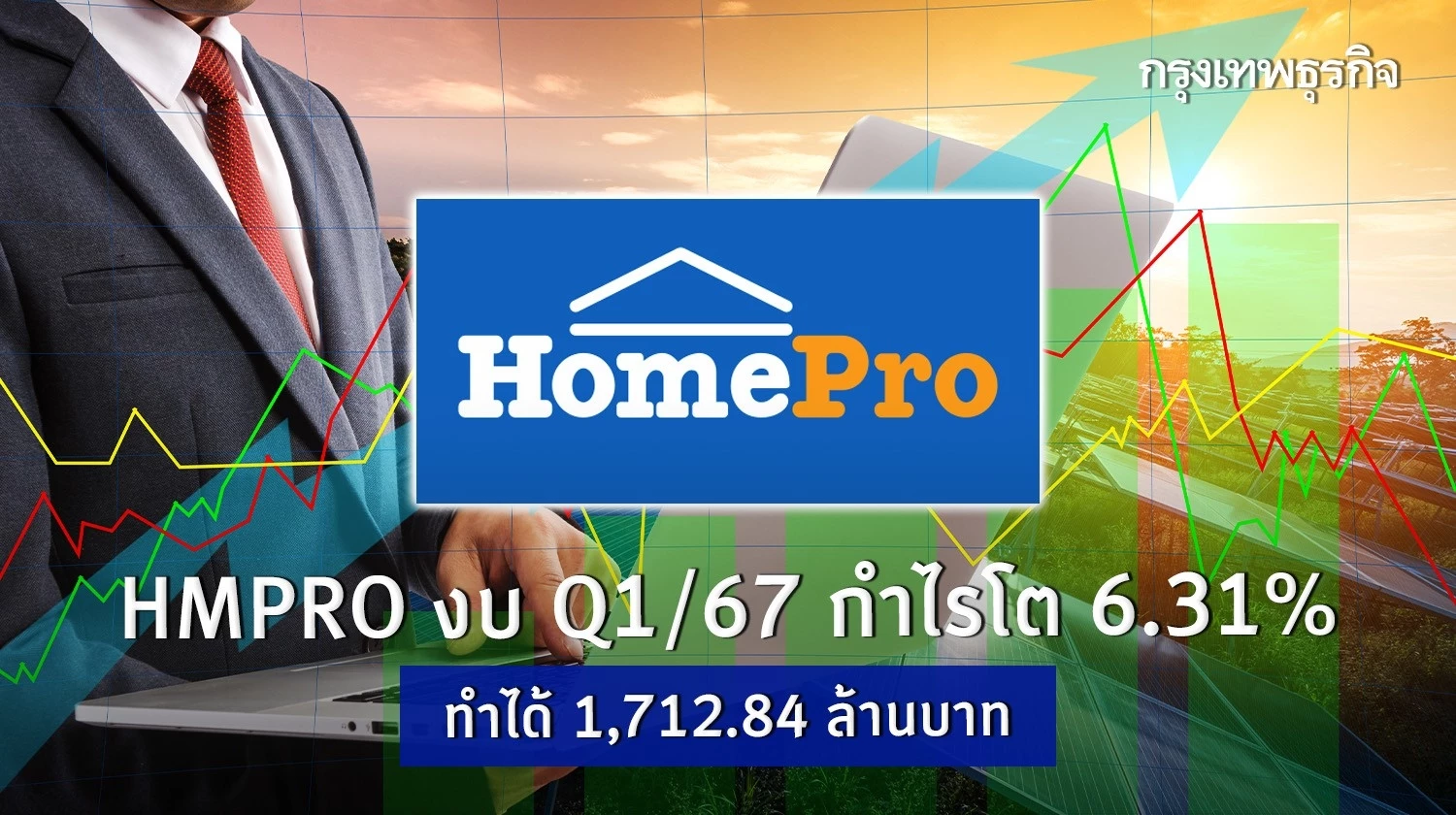 HMPRO งบ Q1/67 กำไรโต 6.31% ทำได้ 1,712.84 ล้านบาท