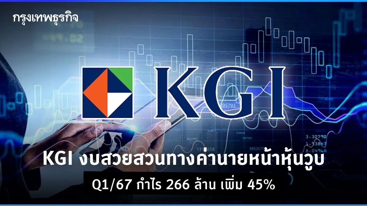 KGI งบสวยสวนทางค่านายหน้าหุ้นวูบ อวด Q1/67 กำไร 266 ล้านบาท เพิ่ม 45%
