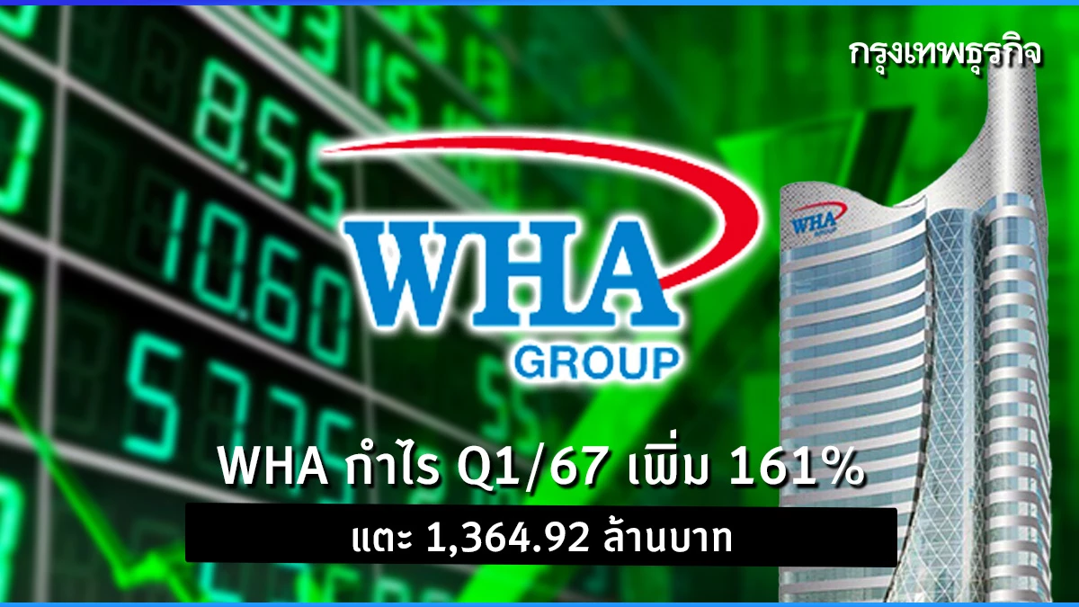WHA กำไร Q1/67 เพิ่ม 161% แตะ 1,364 ล้านบาท ธุรกิจนิคมชูโรง