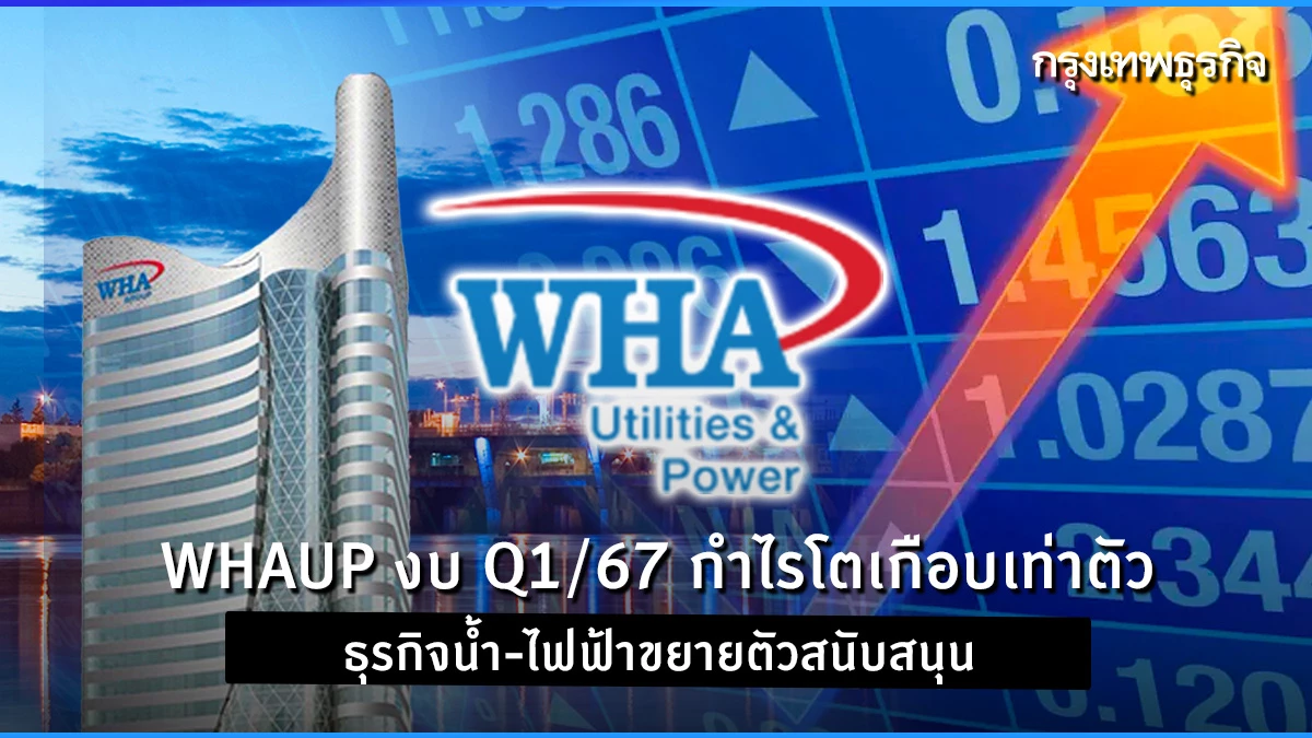 WHAUP งบ Q1/67 กำไรสุทธิ 470 ล้าน โต 83% ธุรกิจน้ำ-ไฟฟ้าสนับสนุน