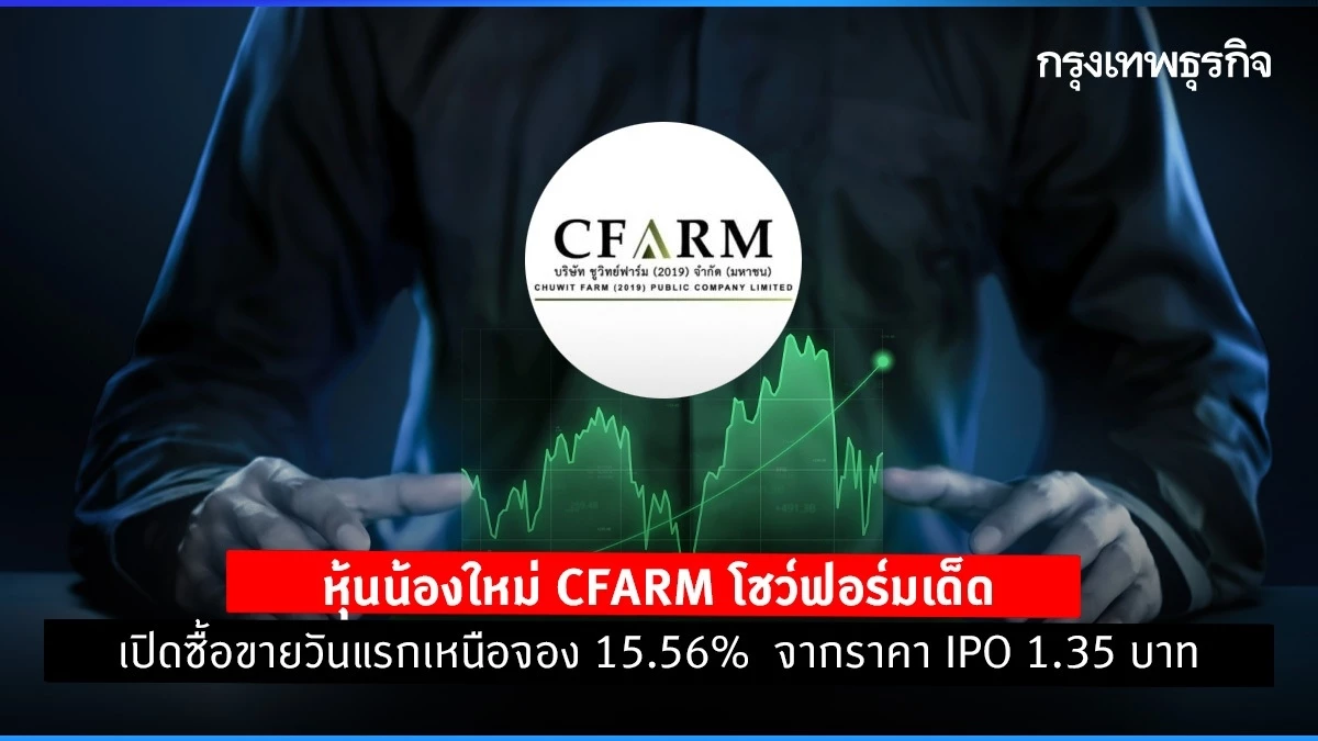 หุ้นน้องใหม่ CFARM โชว์ฟอร์มเด็ด เปิดซื้อขายวันแรกเหนือจอง 15.56% จากราคา IPO 1.35 บาท