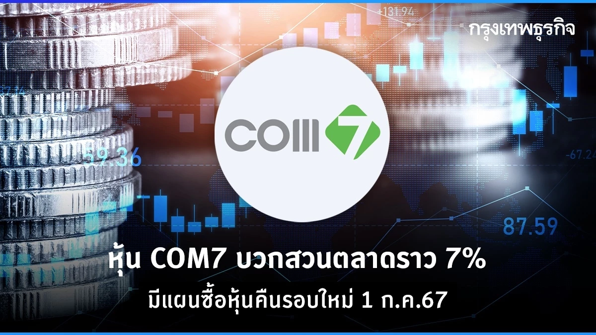 หุ้น COM7 บวกสวนตลาดราว 7% มีแผนซื้อหุ้นคืนรอบใหม่ 1 ก.ค.67