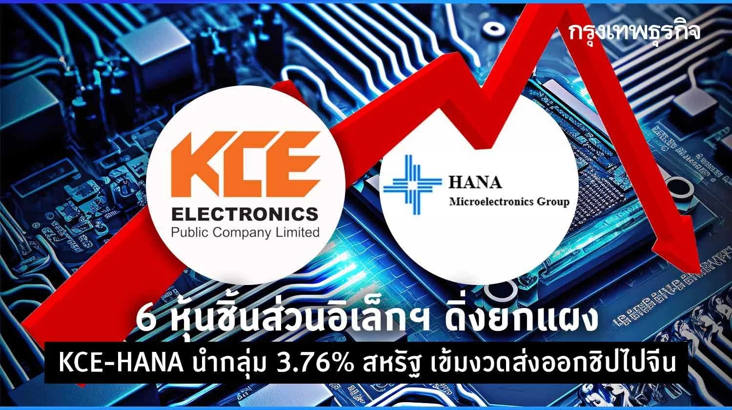 6 หุ้นชิ้นส่วนอิเล็กฯ ดิ่งยกแผง KCE-HANA นำกลุ่ม 3.76% สหรัฐ เข้มงวดส่งออกชิปไปจีน