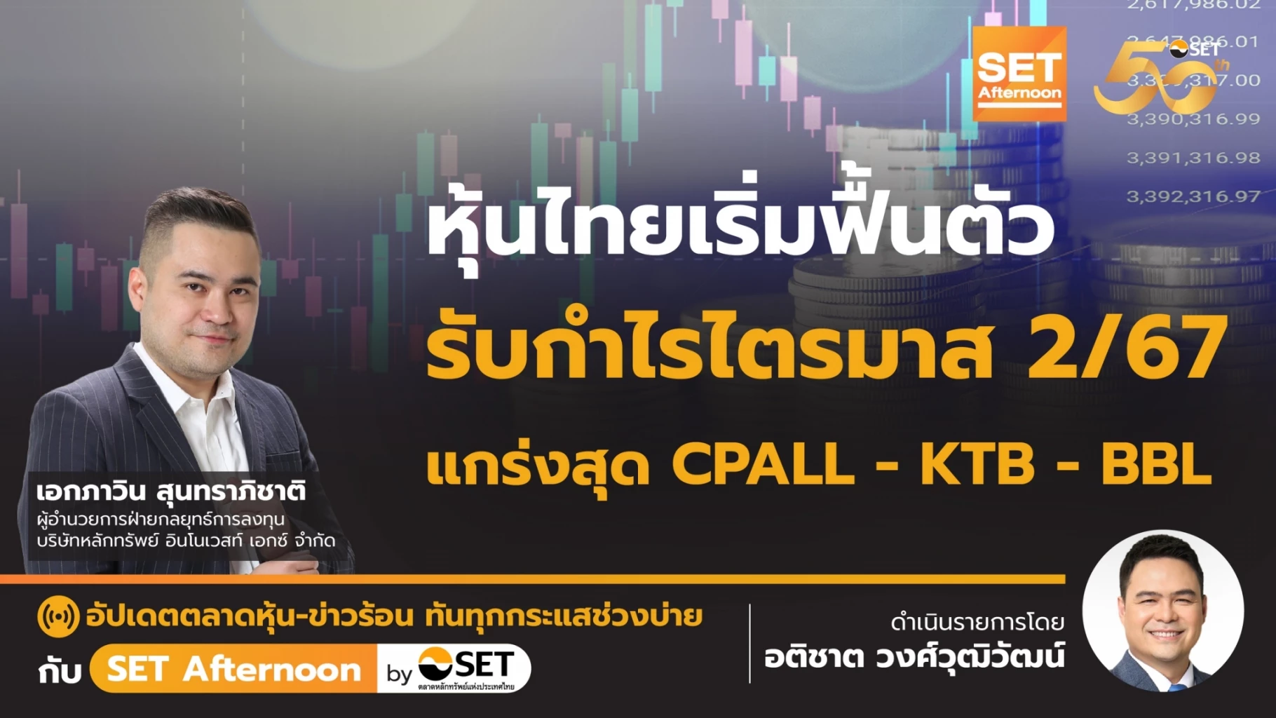 SET เริ่มฟื้นตัว รับกำไร Q2/67 แกร่งสุดCPALL-KTB-BBL l SET Afternoon | 12-7-67