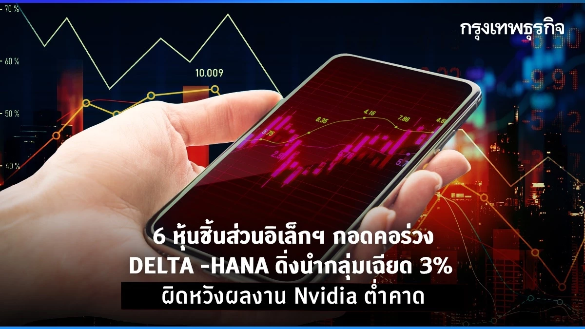 6 หุ้นชิ้นส่วนอิเล็กฯ กอดคอร่วง DELTA-HANA ดิ่งนำกลุ่มเฉียด 3% ผิดหวังผลงาน Nvidia ต่ำคาด