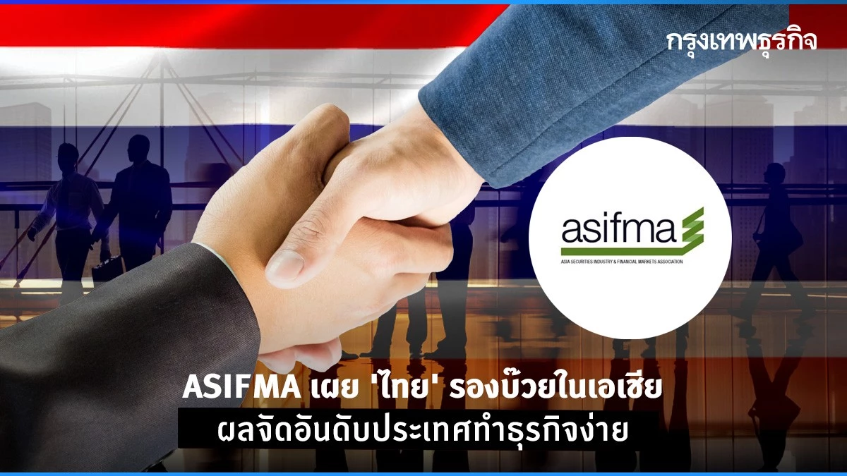 ASIFMA เผย 'ไทย' รองบ๊วยในเอเชีย ผลจัดอันดับประเทศทำธุรกิจง่าย
