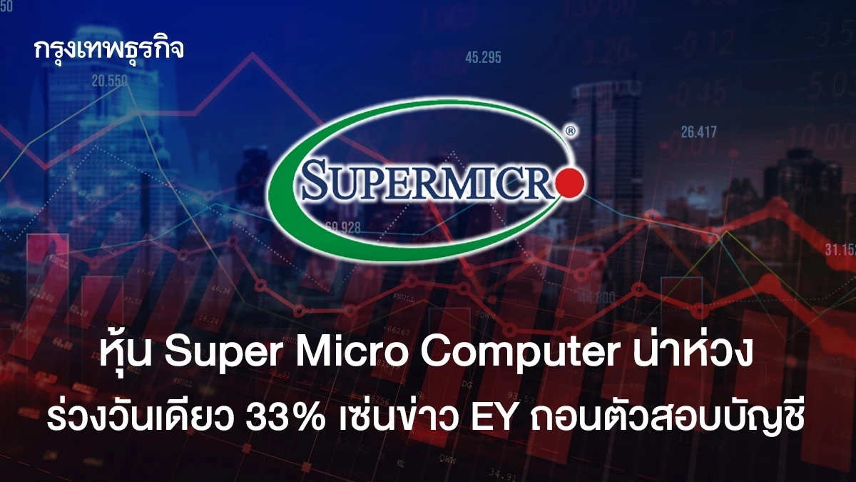 หุ้น Super Micro Computer น่าห่วง ร่วงหนัก 33% เซ่นข่าว EY ถอนตัวผู้สอบบัญชี