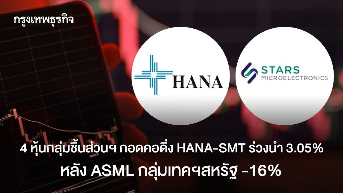 4 หุ้นกลุ่มชิ้นส่วนฯ กอดคอดิ่ง HANA-SMT ร่วงนำ 3.05% หลัง ASML กลุ่มเทค ...