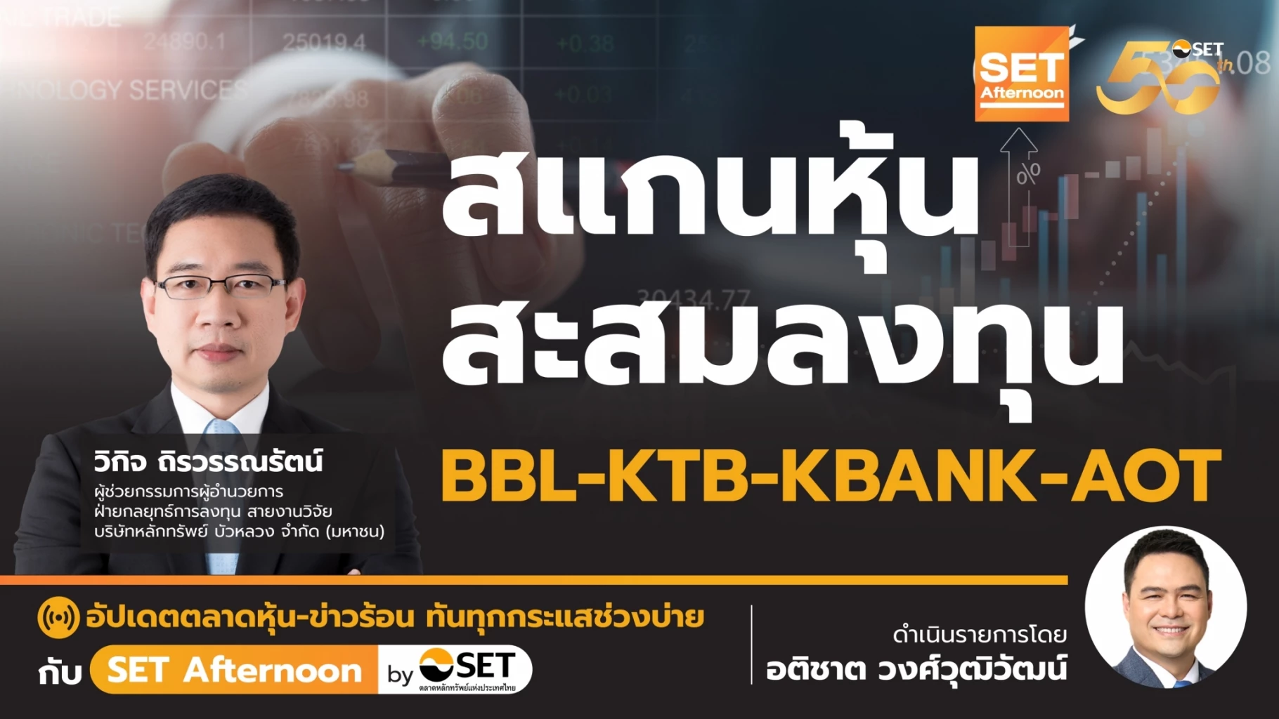 สแกนหุ้น สะสมลงทุน BBL-KTB-KBANK-AOT | SET Afternoon | 26-11-67