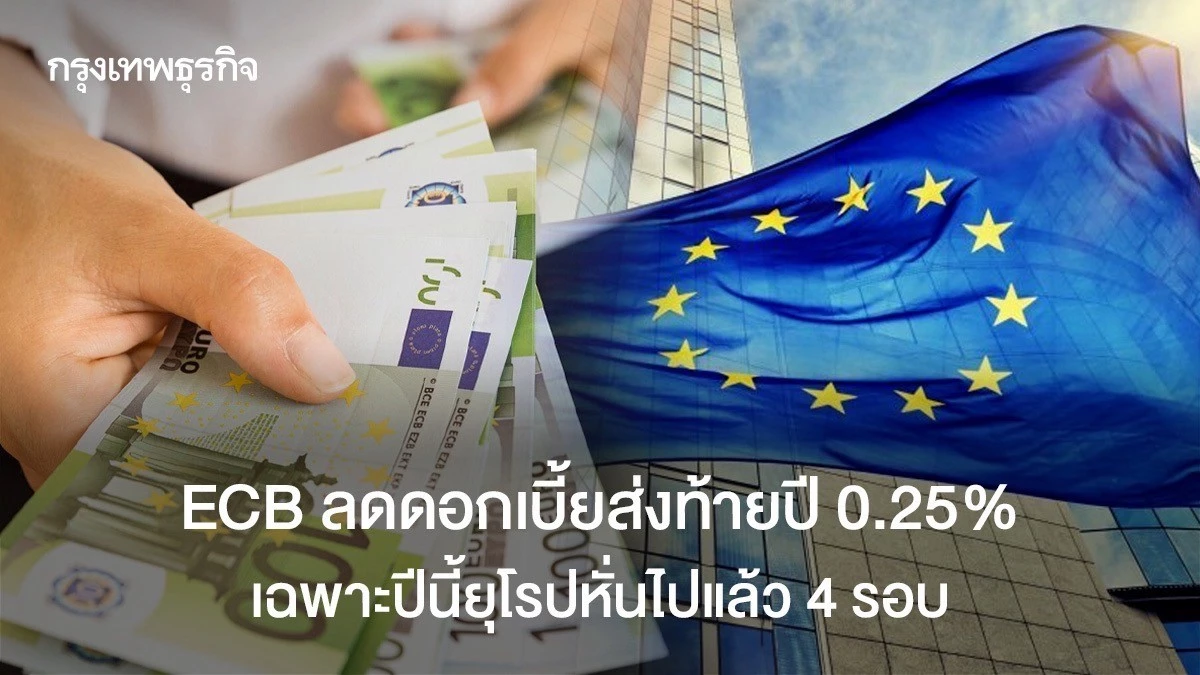 ECB ลดดอกเบี้ยส่งท้ายปี 0.25% เฉพาะปีนี้ยุโรปหั่นไปแล้ว 4 รอบ