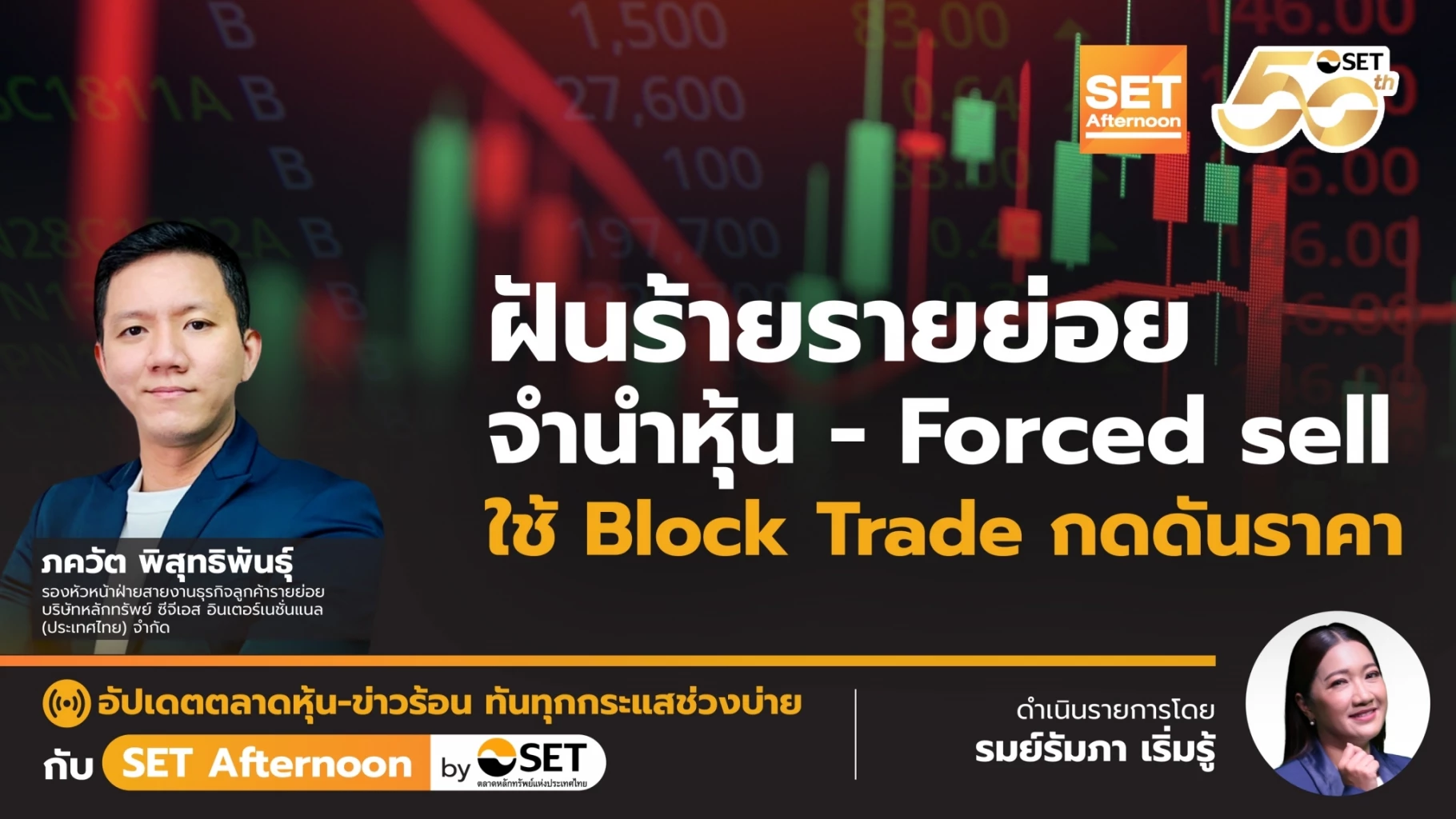 ฝันร้ายรายย่อย จำนำหุ้น - Forced sell ใช้ Block Trade กดดันราคา | SET Afternoon | 8-1-68