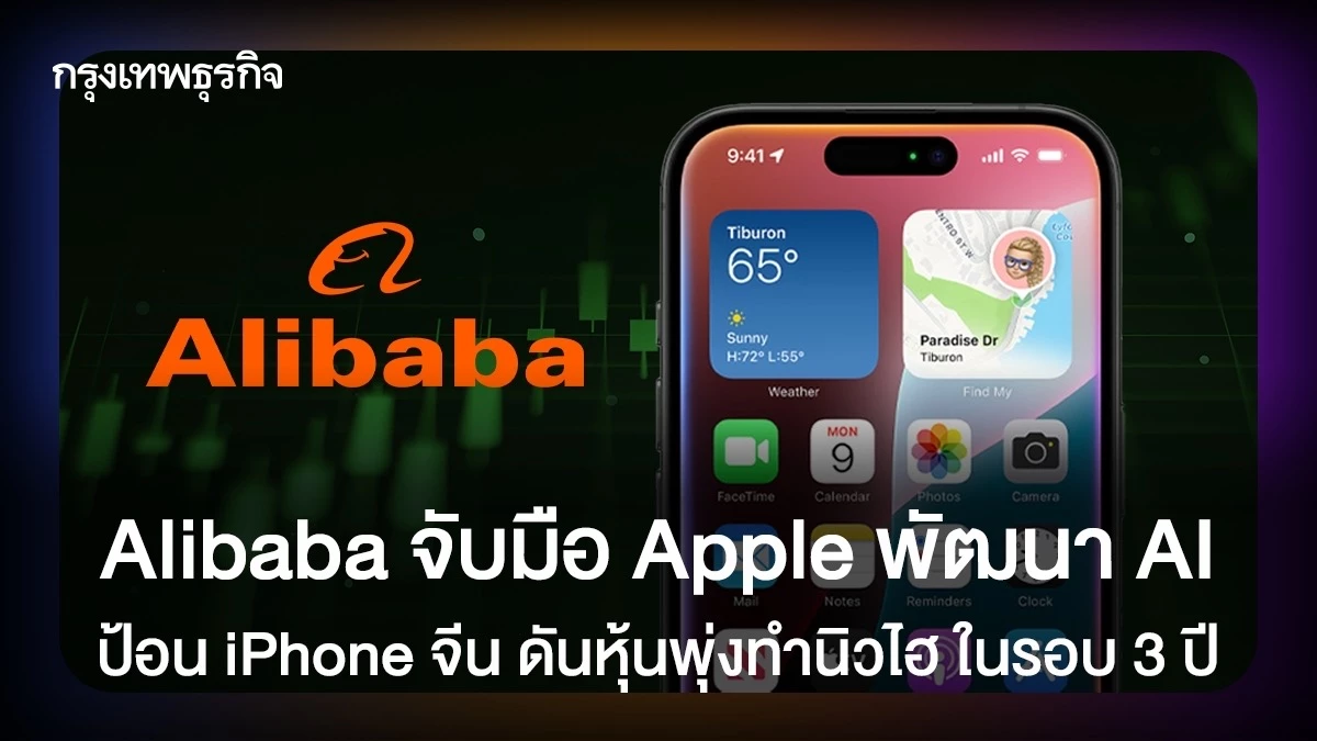 Alibaba จับมือ Apple พัฒนา AI ป้อน iPhone จีน ดันหุ้นทำนิวไฮในรอบ 3 ปี