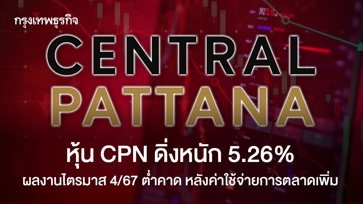 หุ้น CPN ดิ่งหนัก 5.26% ผลงานไตรมาส 4/67 ต่ำคาด หลังค่าใช้จ่ายการตลาดเพิ่ม