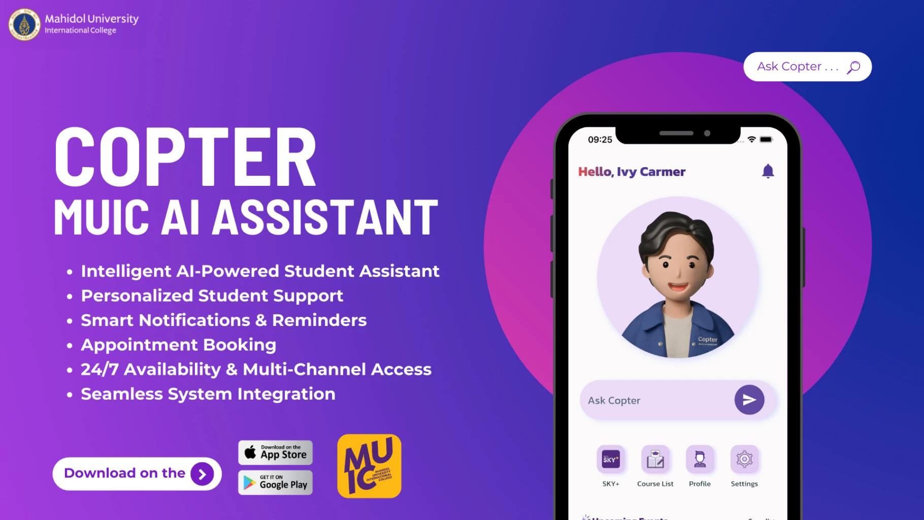 MUIC เปิดตัว ‘AI Copter’ผู้ช่วยส่วนตัวนักศึกษา รับยุคดิจิทัล