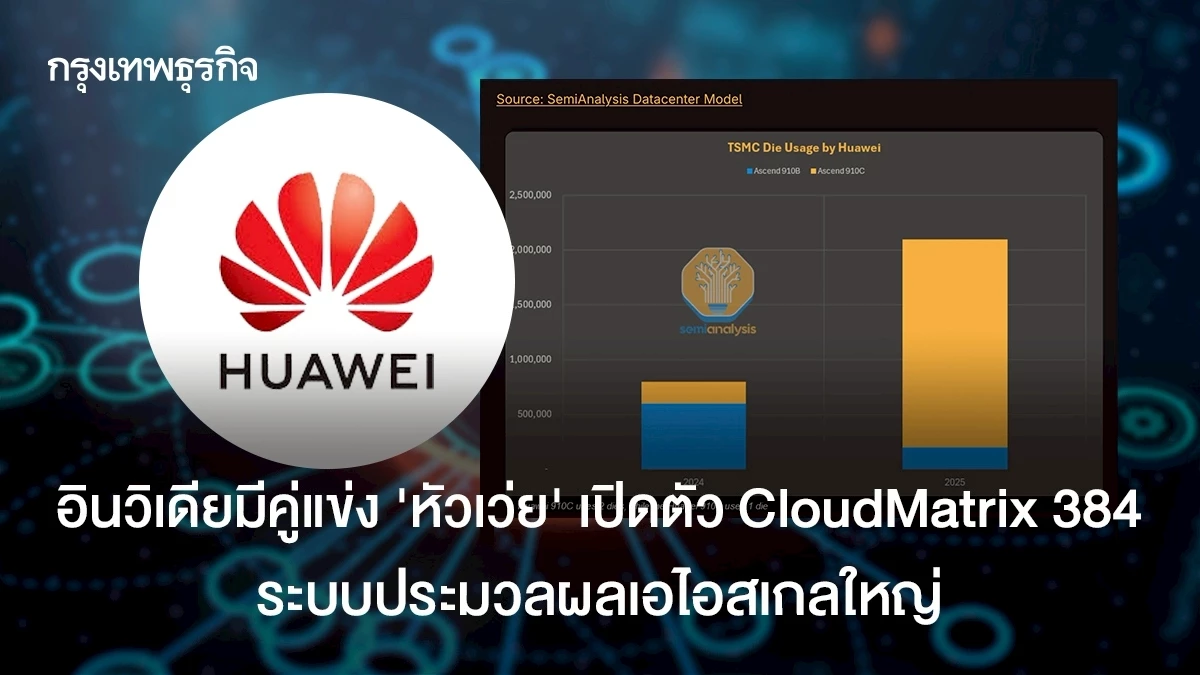 อินวิเดียมีคู่แข่ง ‘หัวเว่ย’ เปิดตัว CloudMatrix 384 ระบบประมวลผลเอไอสเกลใหญ่