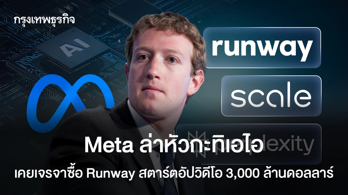Meta ล่าหัวกะทิเอไอ เคยเจรจาซื้อ Runway สตาร์ตอัปวิดีโอ มูลค่า 3,000 ล้านดอลลาร์
