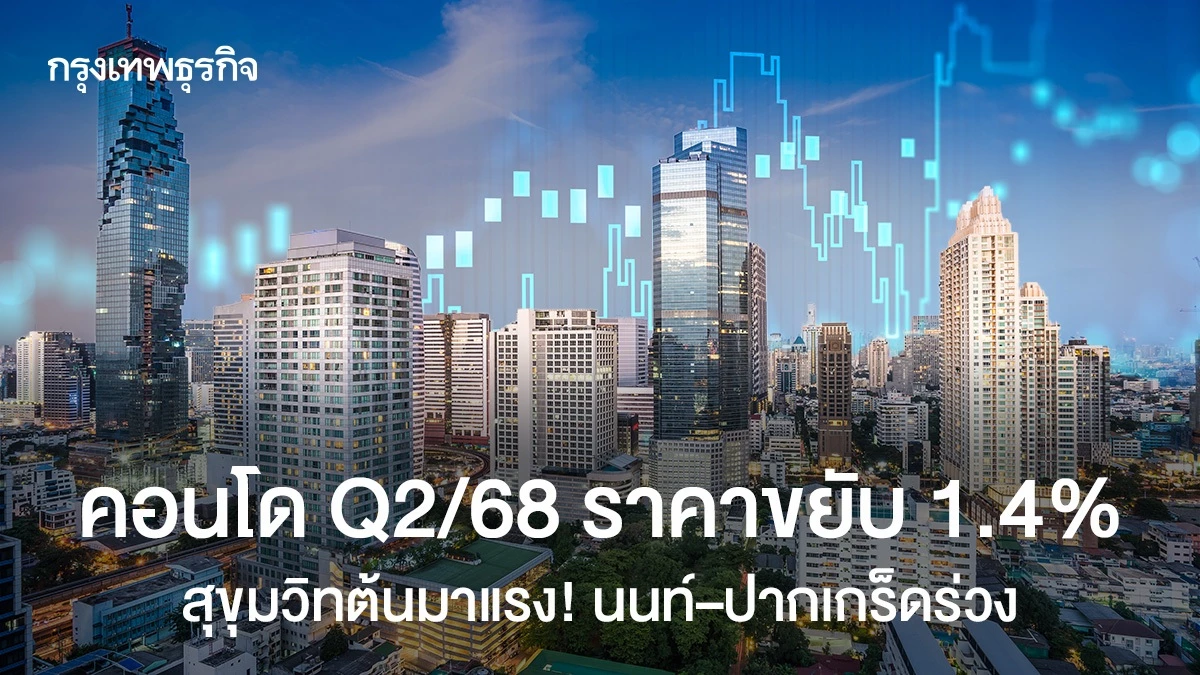 คอนโดQ2/68 ราคาขยับ1.4% สุขุมวิทตอนต้นมาแรง! นนท์–ปากเกร็ดร่วง