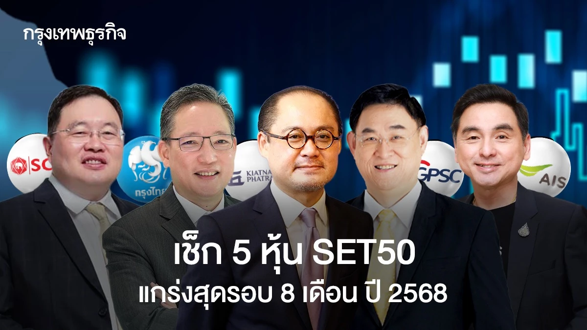 เช็ก 5 หุ้น SET50 แกร่งสุดรอบ 8 เดือน ปี 2568