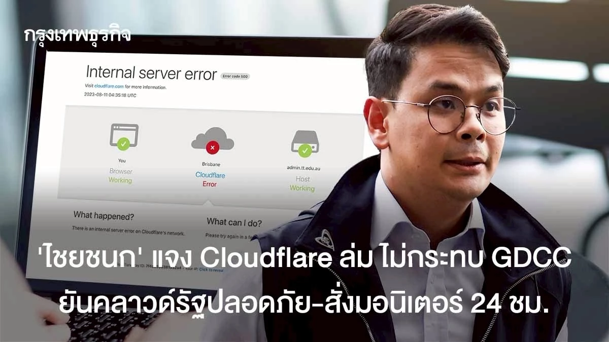 ‘ไชยชนก’ แจง Cloudflare ล่ม ไม่กระทบ GDCC ยันคลาวด์รัฐปลอดภัย - สั่งมอนิเตอร์ 24 ชม.
