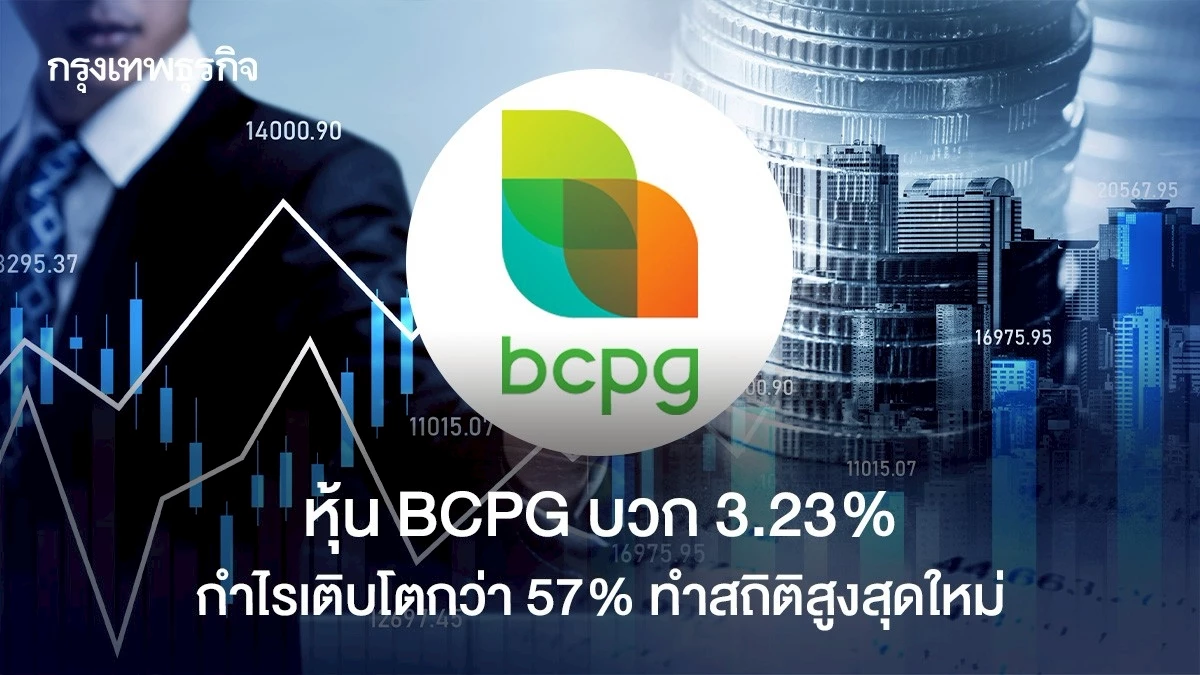 หุ้น BCPG บวก 3.23% กำไรเติบโตกว่า 57% ทำสถิติสูงสุดใหม่