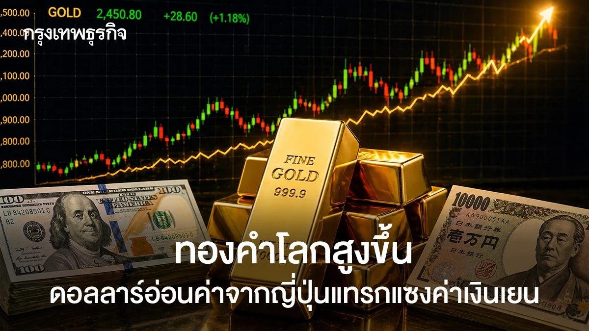 ราคาทองคำโลกขยับสูงขึ้น ดอลลาร์อ่อนค่า ญี่ปุ่นแทรกแซงเงินเยน